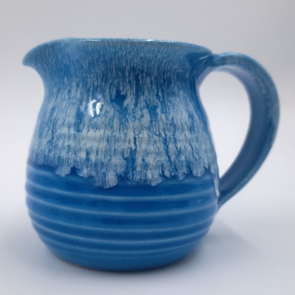 dryden | Dining | Vintage Dryden Pottery Blue Drip Creamer Mini Pitcher ...